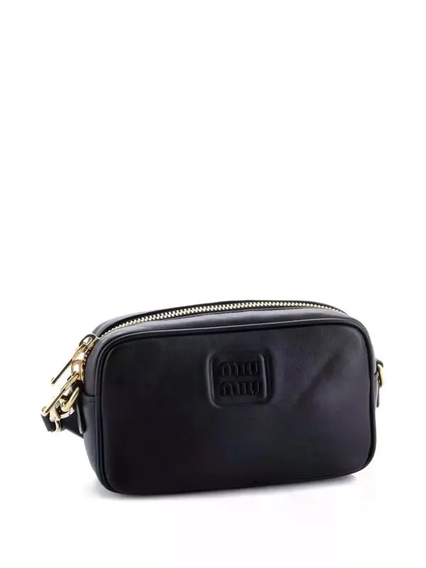 Miu Miu Logo Embossed Leather Camera Crossbody Bag