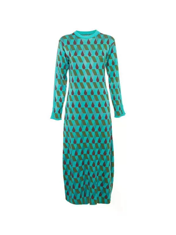 La DoubleJ Diamond-pattern Midi Dress
