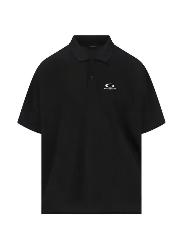 Balenciaga Logo-embroidered Polo Shirt - Black