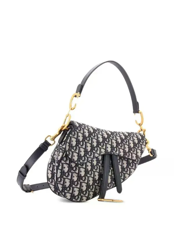 Dior Saddle Handbag With Strap Oblique Canvas Medium Shoulder Bag - Blue