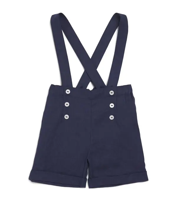 TARTINE ET CHOCOLAT Linen Chino Shorts With Bracers - Navy