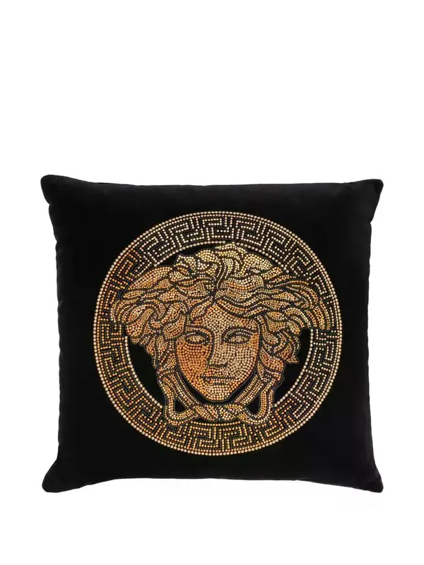 Versace Beaded Medusa Cushion - Black