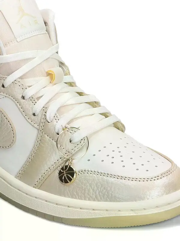 Nike Air Jordan 1 Mid Se Perforated-toe Sneakers - White