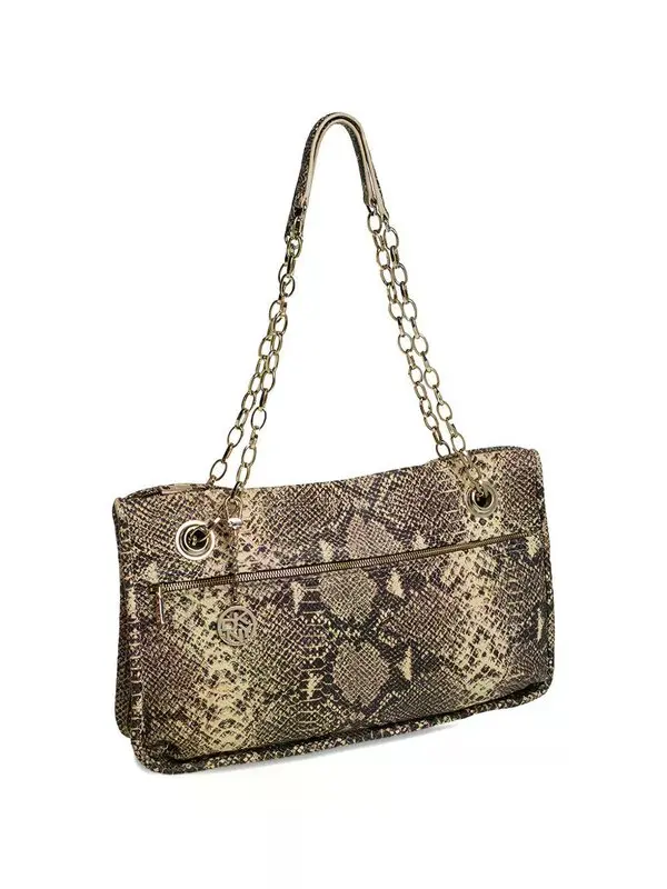 Dkny Snakeskin-embossed Shoulder Bag With Chain Strap
