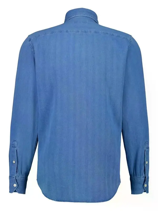 Frescobol Carioca Emilio Herringbone Denim Shirt