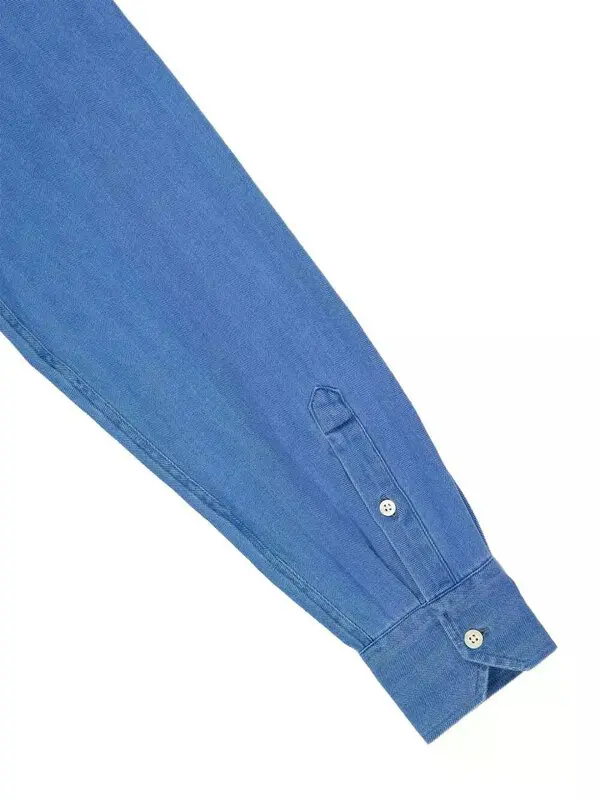 Frescobol Carioca Emilio Herringbone Denim Shirt