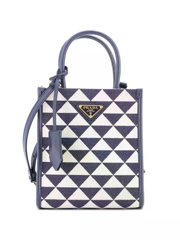 Prada Symbole Jacquard Mini Shopper Tote - Blue