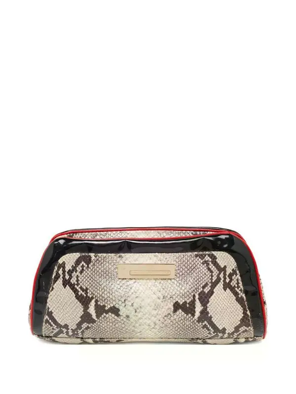 GIUSEPPE ZANOTTI Python-effect Clutch Bag With Logo Plaque