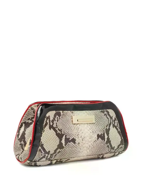 GIUSEPPE ZANOTTI Python-effect Clutch Bag With Logo Plaque