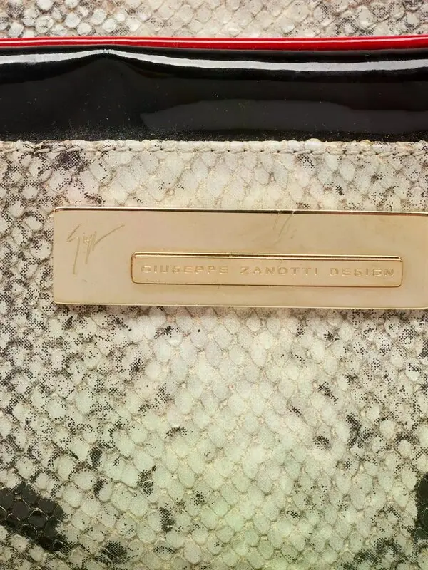 GIUSEPPE ZANOTTI Python-effect Clutch Bag With Logo Plaque