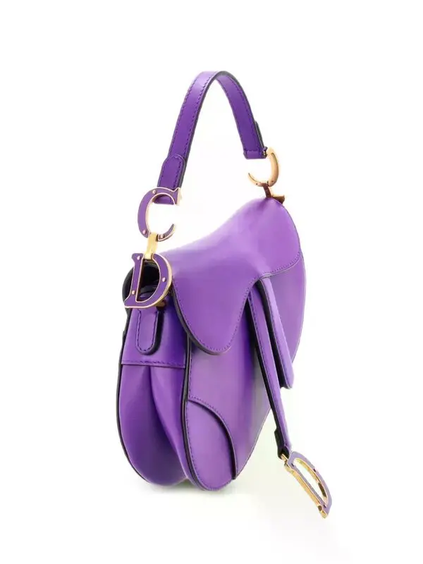 Dior Saddle Handbag With Strap Leather Mini Shoulder Bag - Purple