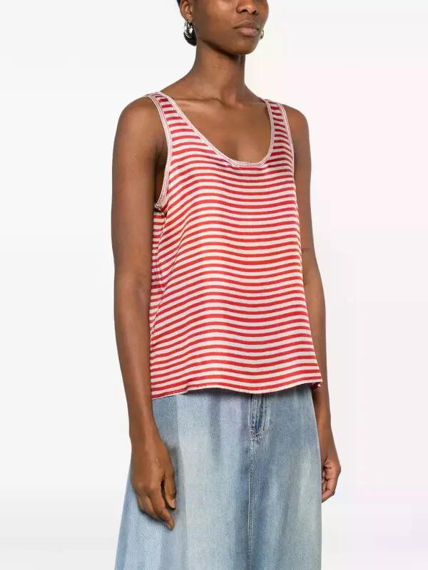 PIERRE-LOUIS MASCIA Striped Sleeveless Blouse - Red
