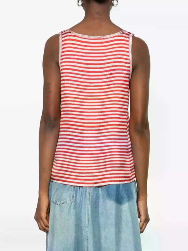 PIERRE-LOUIS MASCIA Striped Sleeveless Blouse - Red