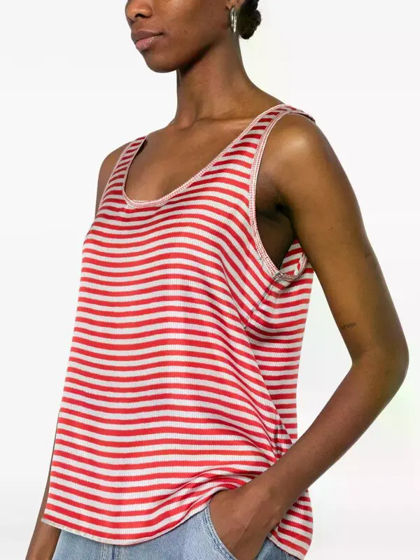 PIERRE-LOUIS MASCIA Striped Sleeveless Blouse - Red