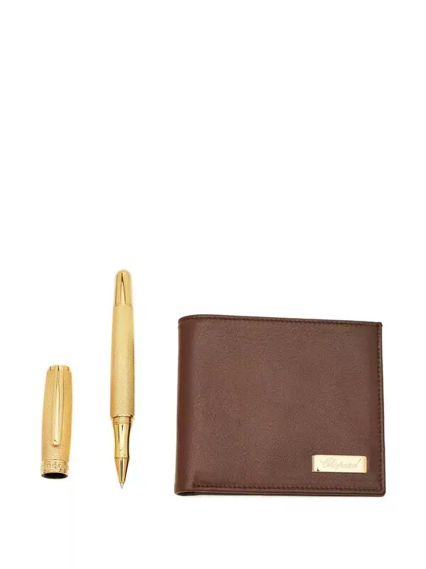 Chopard Pen And Bi-fold Leather Wallet Set - Brown