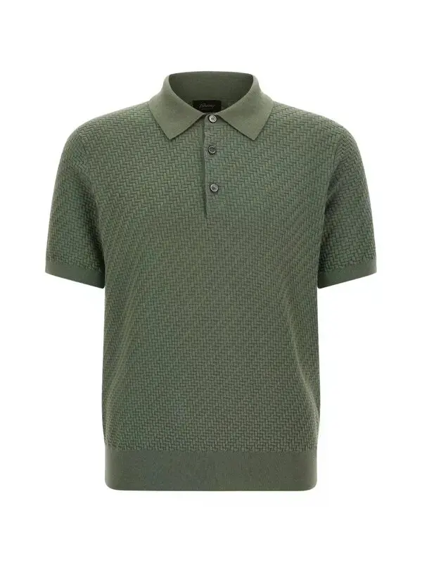 Brioni Textured Weaving Polo Shirt - Green