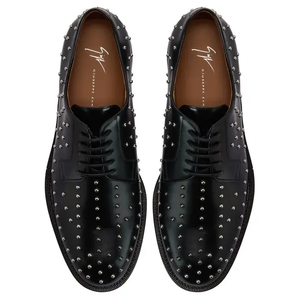 GIUSEPPE ZANOTTI Metal Studded Leather Derby Shoes