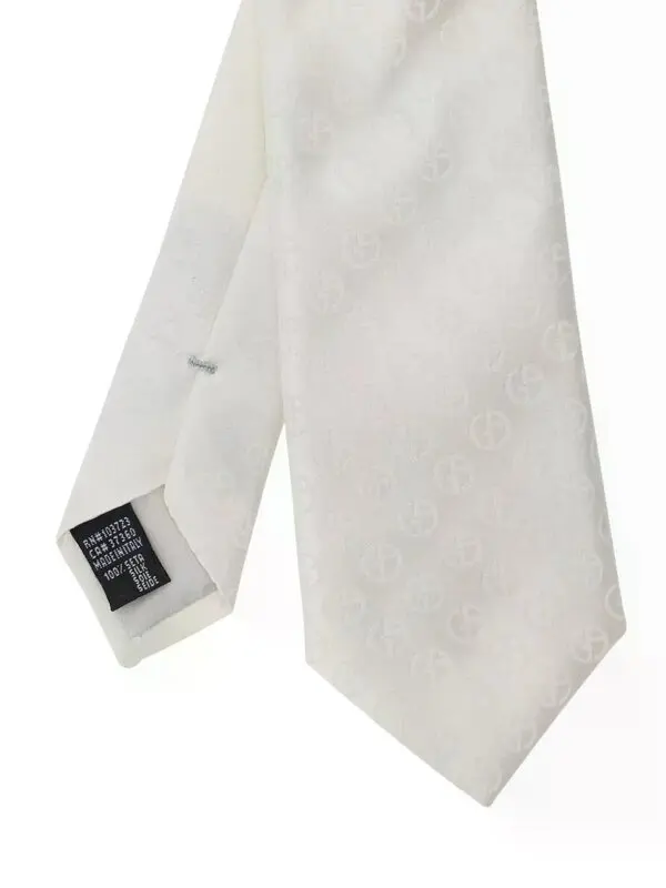 Giorgio Armani Silk Neck Tie - White