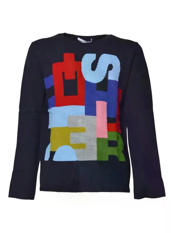 Comme Des Garçons Graphic-print Crew-neck Sweater - Blue