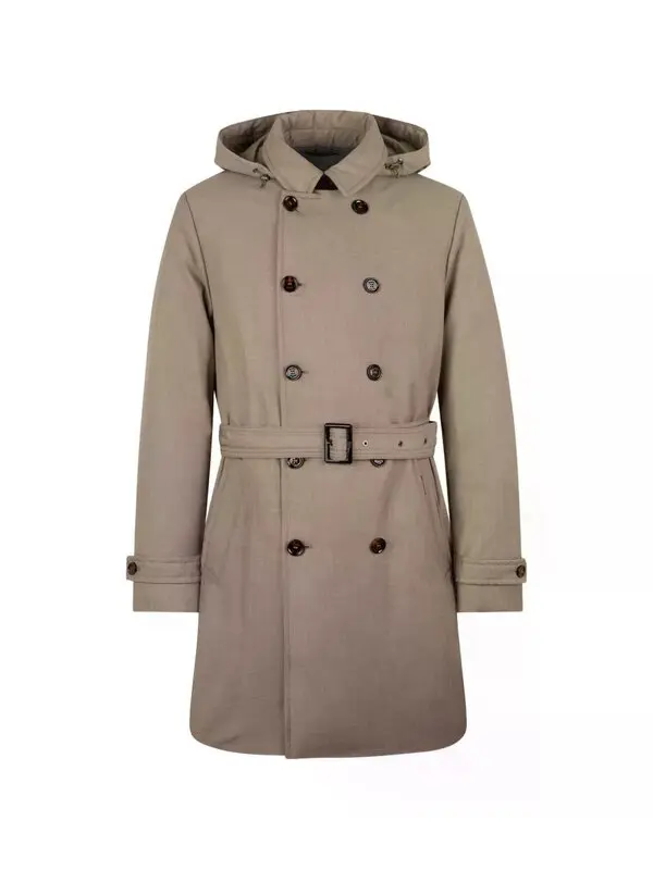 MOORER Hooded Belted Raincoat