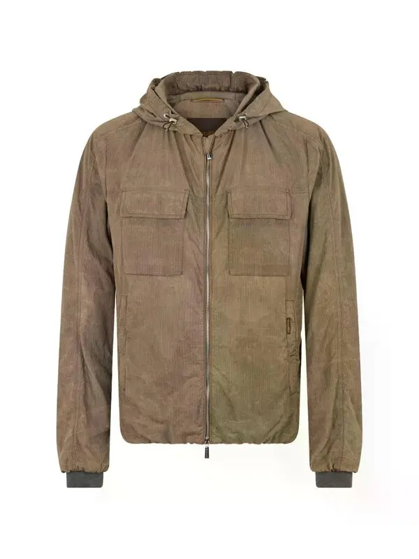 MOORER Hooded Flap-pocket Bomber Jacket