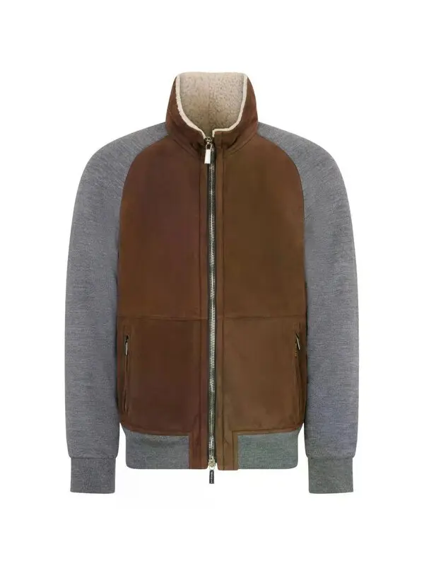 MOORER Zip-up Bomber Jacket - Brown