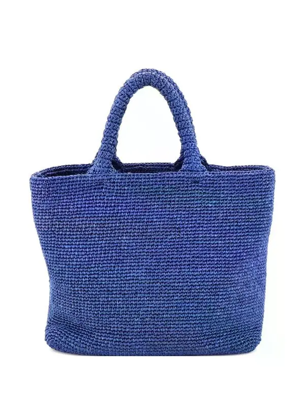 Prada Convertible Open Tricot Raffia Medium Tote Bag