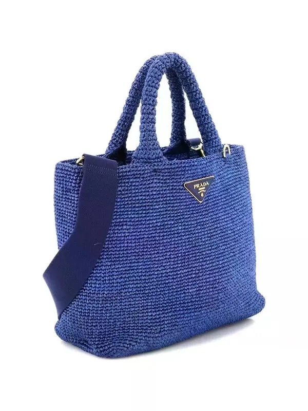 Prada Convertible Open Tricot Raffia Medium Tote Bag