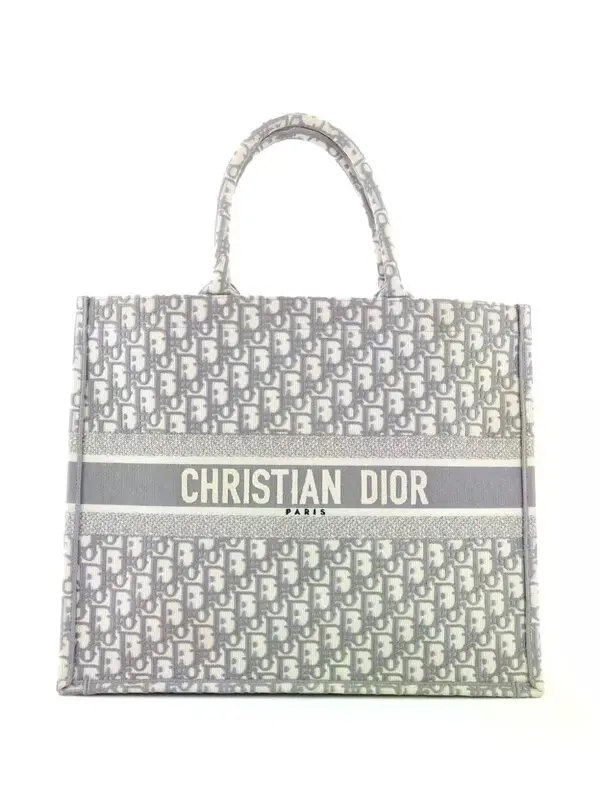 Dior Book Oblique Canvas Large Tote Bag - Grey