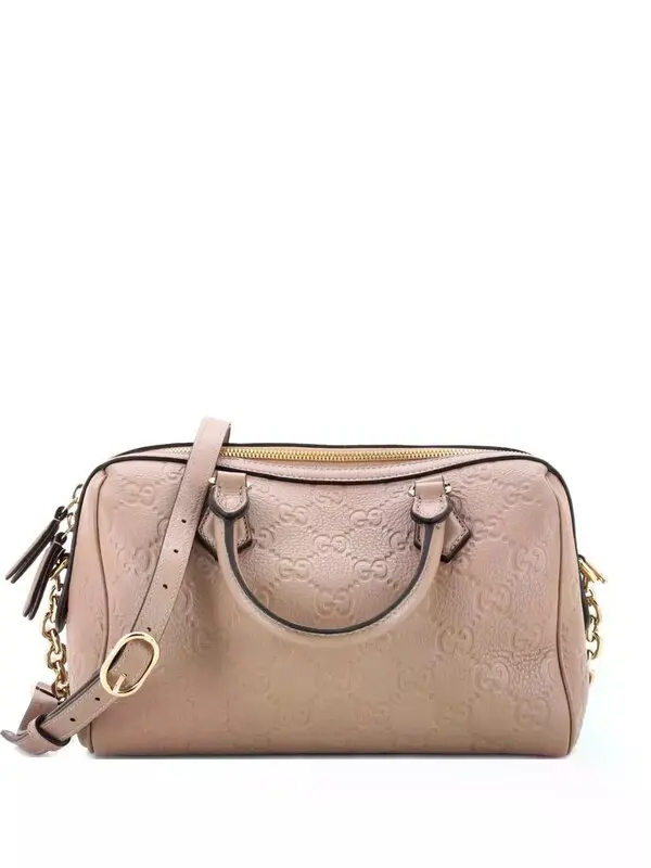 Gucci Emblem Boston Bag Gg Embossed Leather