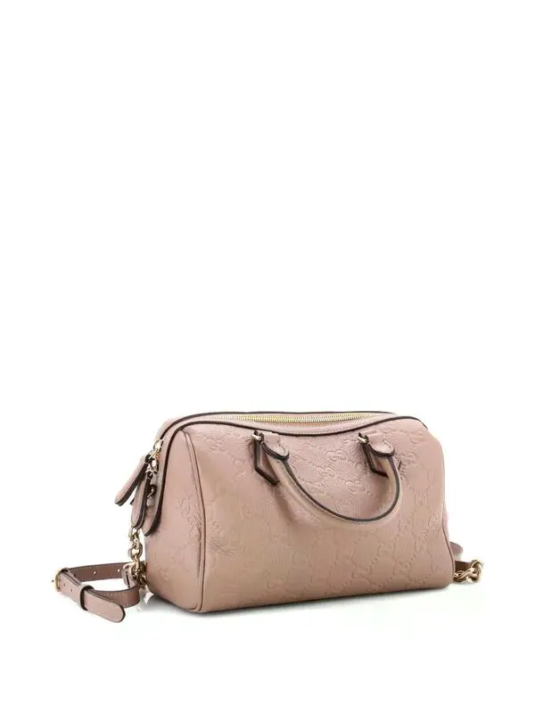 Gucci Emblem Boston Bag Gg Embossed Leather