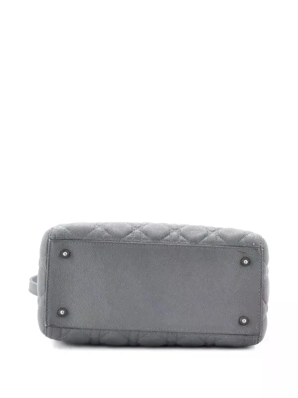 Dior Lady Medium Satchel Cannage Quilt Grained Calfskin - Grey