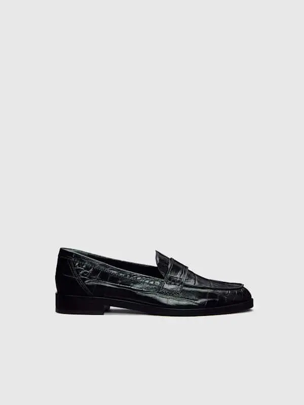 REFORMATION Kaylee Croc Loafer - Black