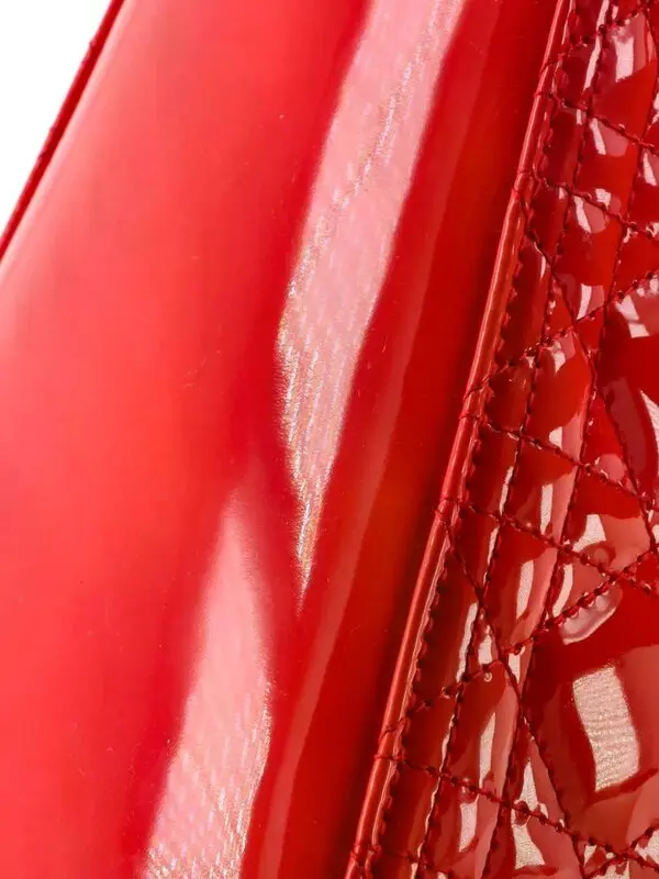 Dior Lady Bag Cannage Quilt Patent Medium Satchel - Red