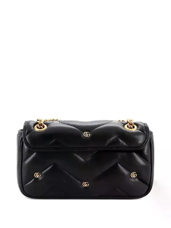 Gucci Gg Marmont Studded Matelasse Leather Small Shoulder Bag - Black