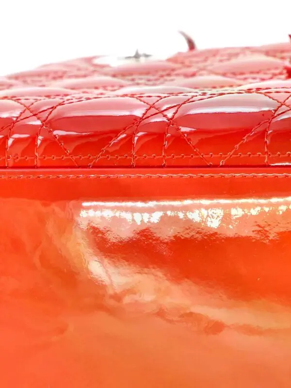 Dior Lady Medium Satchel Cannage Quilt Patent - Red