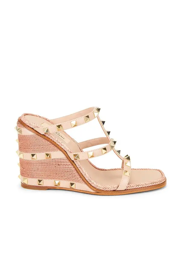 Valentino Garavani Rockstud Espadrille Mule - Beige Rose