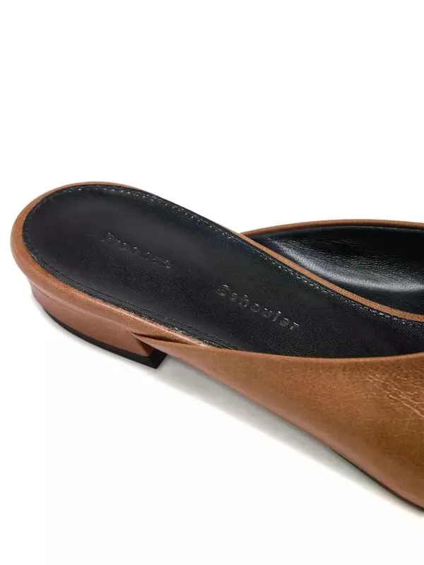 Proenza Schouler Leather Trap Mules - Brown