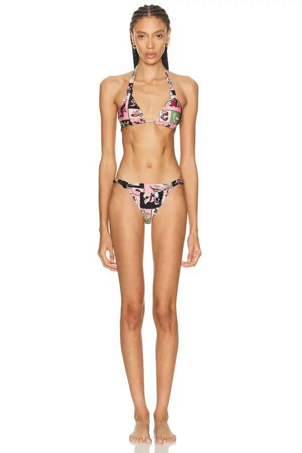 ADRIANA DEGREAS Inamorata Triangle Bikini Set - Pink