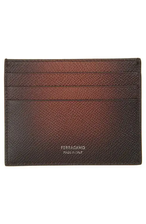 FERRAGAMO Micro Double Gancio Burnished Leather Card Case