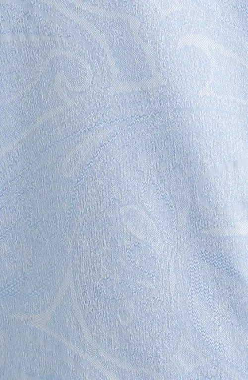 Etro Roma Regular Fit Light Blue Paisley Jacquard Cotton Dress Shirt