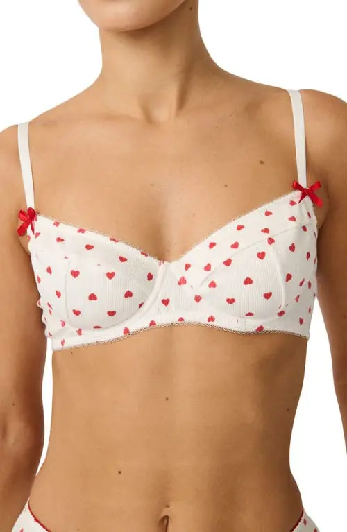 KAT THE LABEL Hugo Heart Print Underwire Bra - White/heart Print