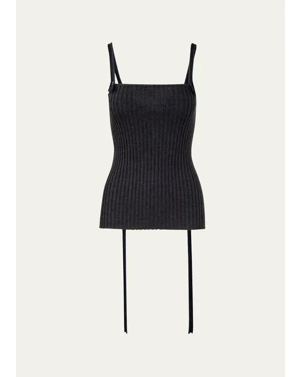 AISLING CAMPS Convertible Ribbed Knit Tank Top - Grey