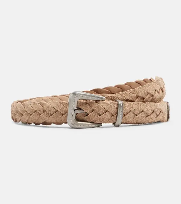 Brunello Cucinelli Braided Suede Belt - Beige