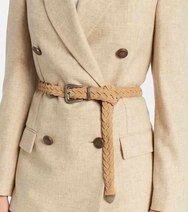 Brunello Cucinelli Braided Suede Belt - Beige