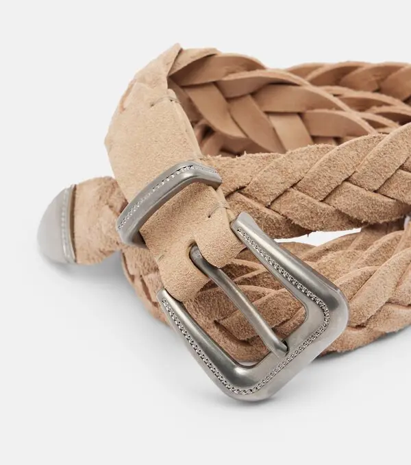 Brunello Cucinelli Braided Suede Belt - Beige
