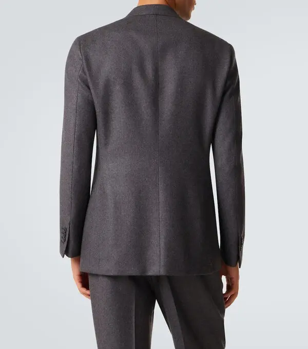 SAMAN AMEL Double-breasted Wool Suit Jacket - Grey