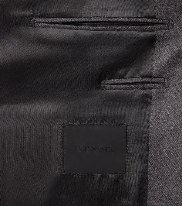 SAMAN AMEL Double-breasted Wool Suit Jacket - Grey