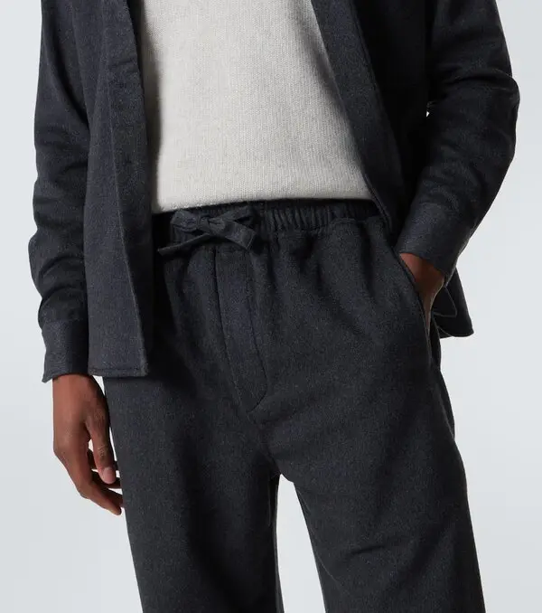 SAMAN AMEL Cashmere Straight Pants - Grey