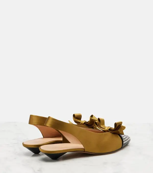 Chloé Embellished Satin Slingback Pumps - Green
